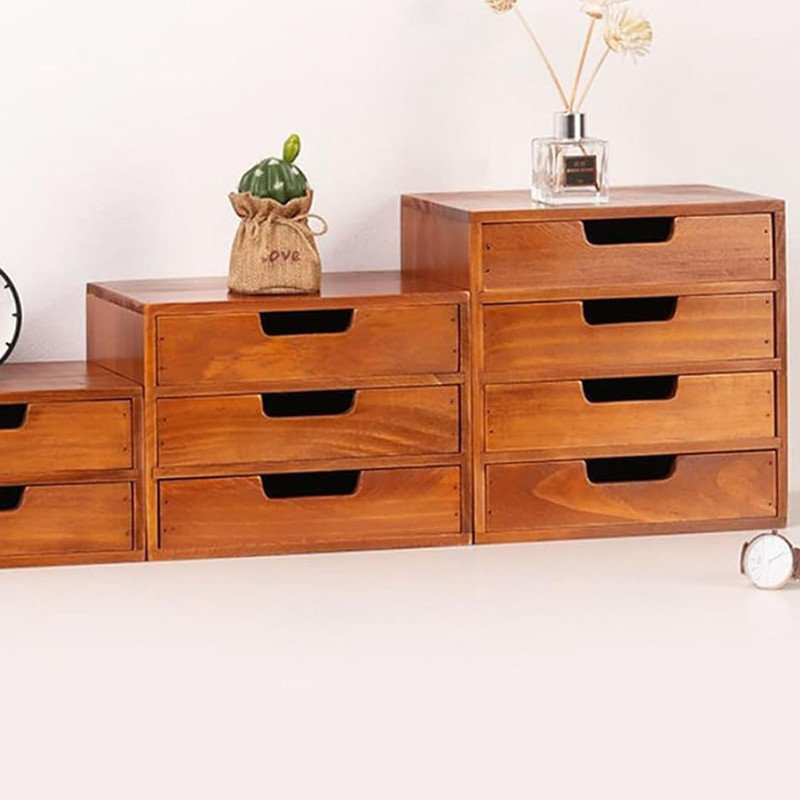 Millwood Pines Modern Mahogany Wood Stackable Drawer Units - Countertop ...