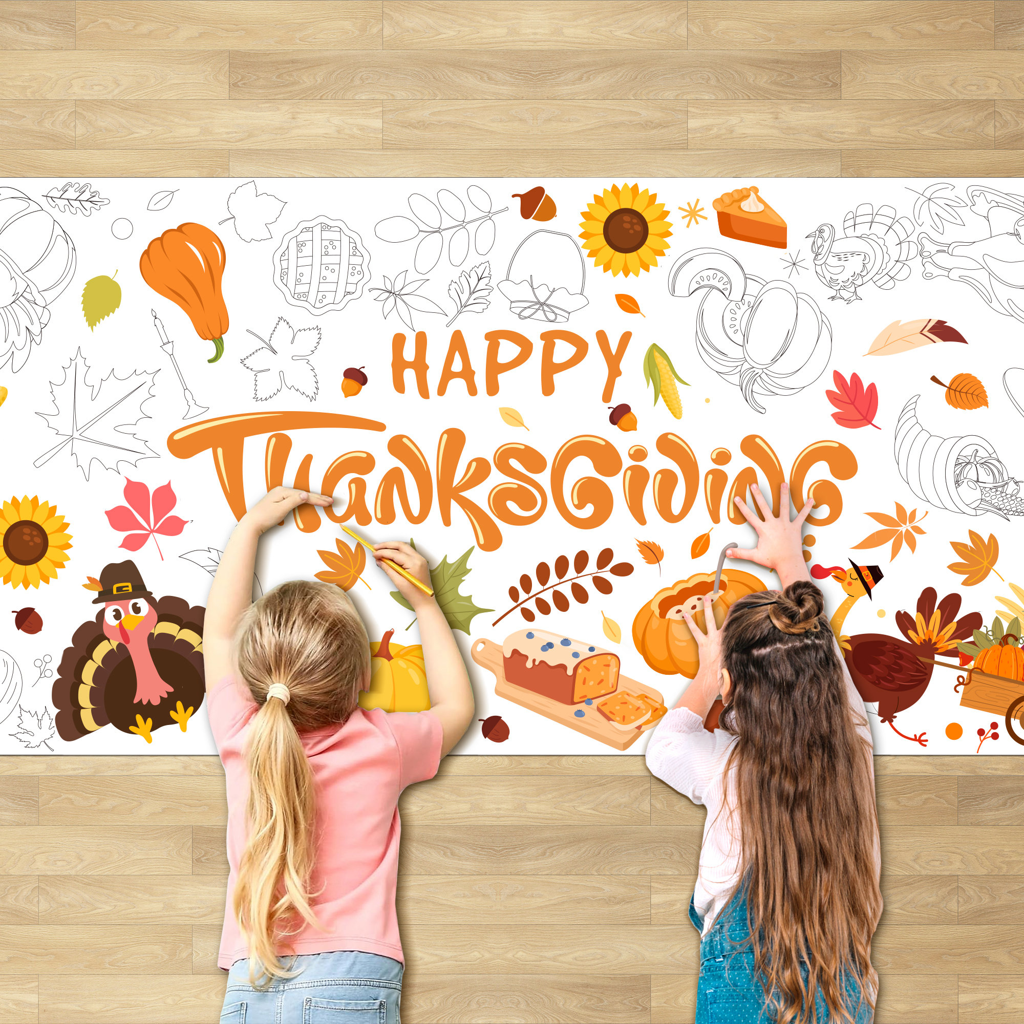 The Holiday Aisle® Thanksgiving Coloring Posters for Kids,31.4x70.8 ...