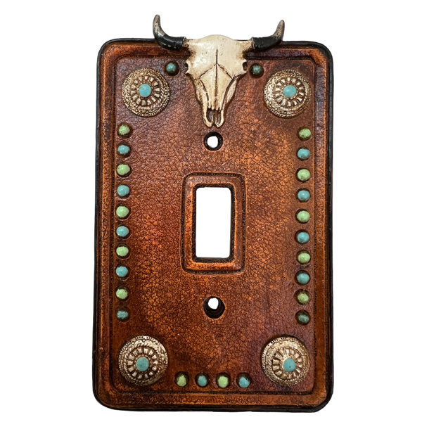 De Leon Collections Polyresin Leather Concho with Cow Skull 1-Gang ...