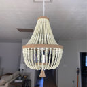 Langley Street Heald 4-Light Beads White/Brown Finish Dimmable Pendant ...