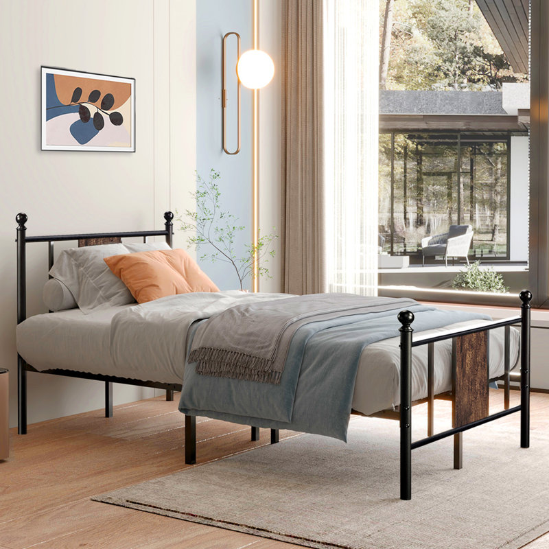 17 Stories Aukai 37.2" Bed Frame with Extra Central Legs & Reviews ...