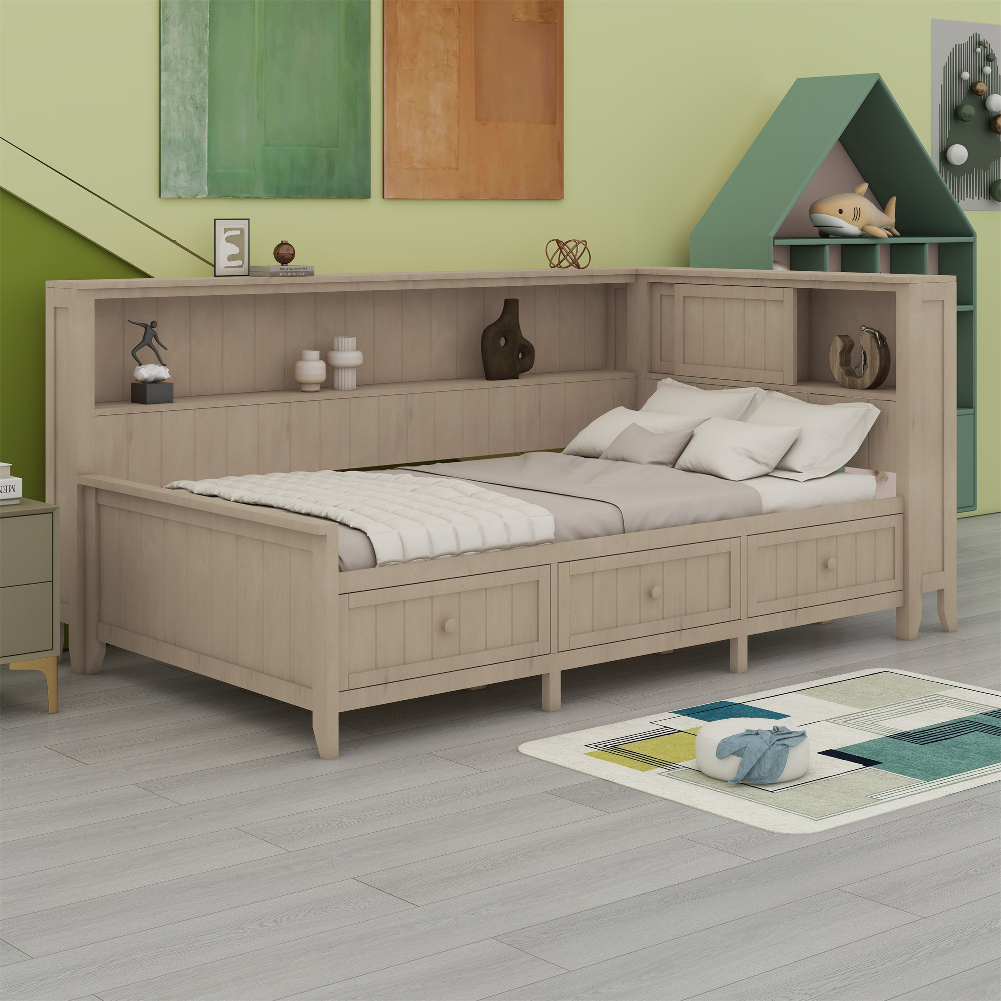 Lark Manor Daybed With Storage Shelves And 3 Drawers - Wayfair Canada