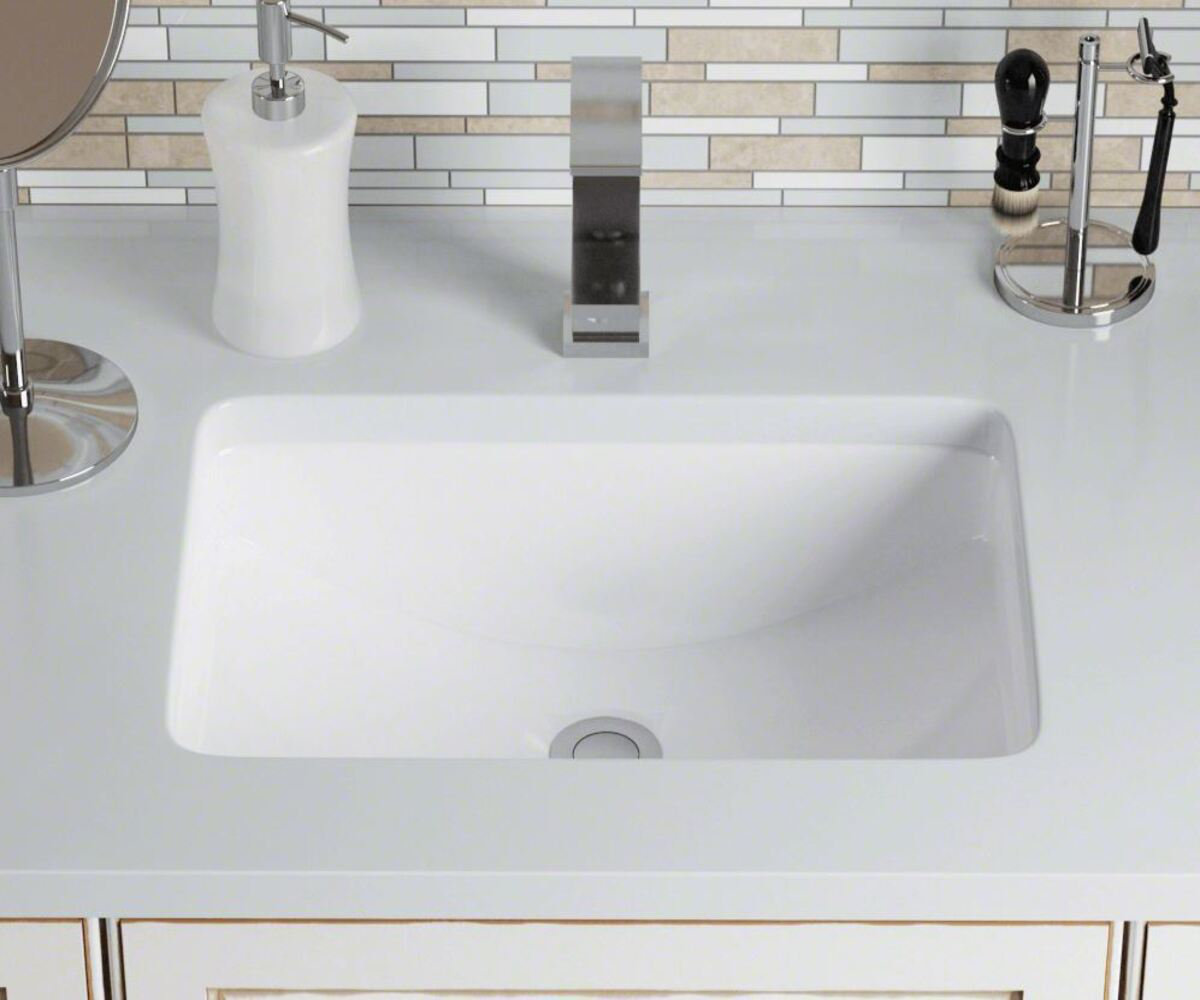 DROP Bath and Kitchen White Ceramic Rectangular Undermount Bathroom ...