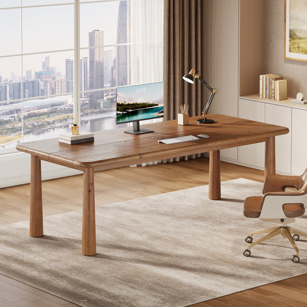 17 Stories 63-inch Solid Wood Executive Desk, Large Office Desk With ...