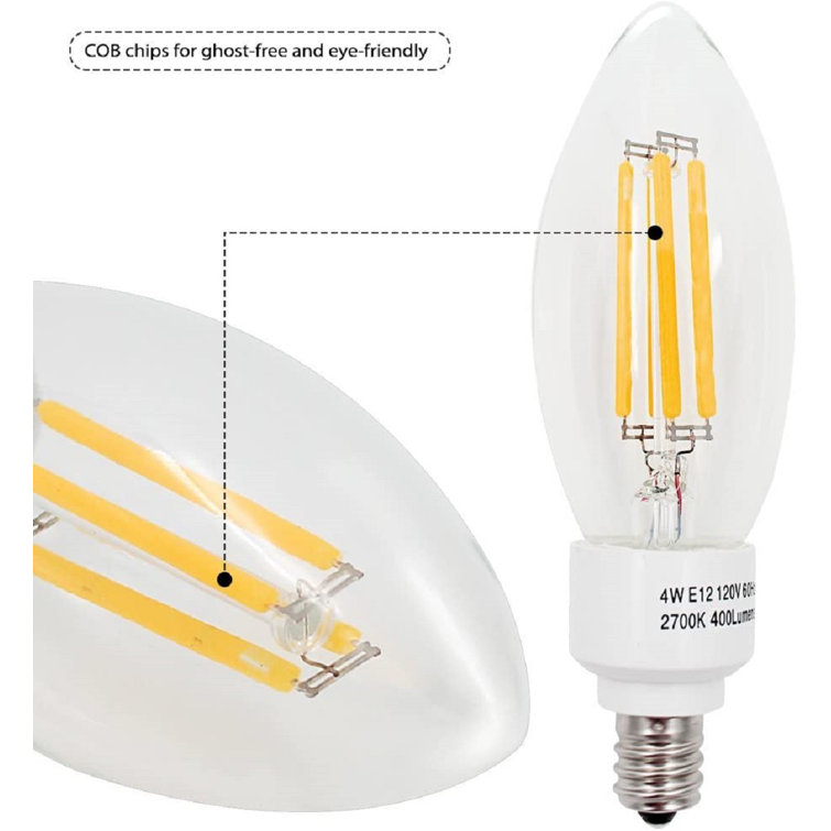 TORCHSTAR 40 Watt Equivalent C11 E12/Candelabra 2700K LED Bulb ...