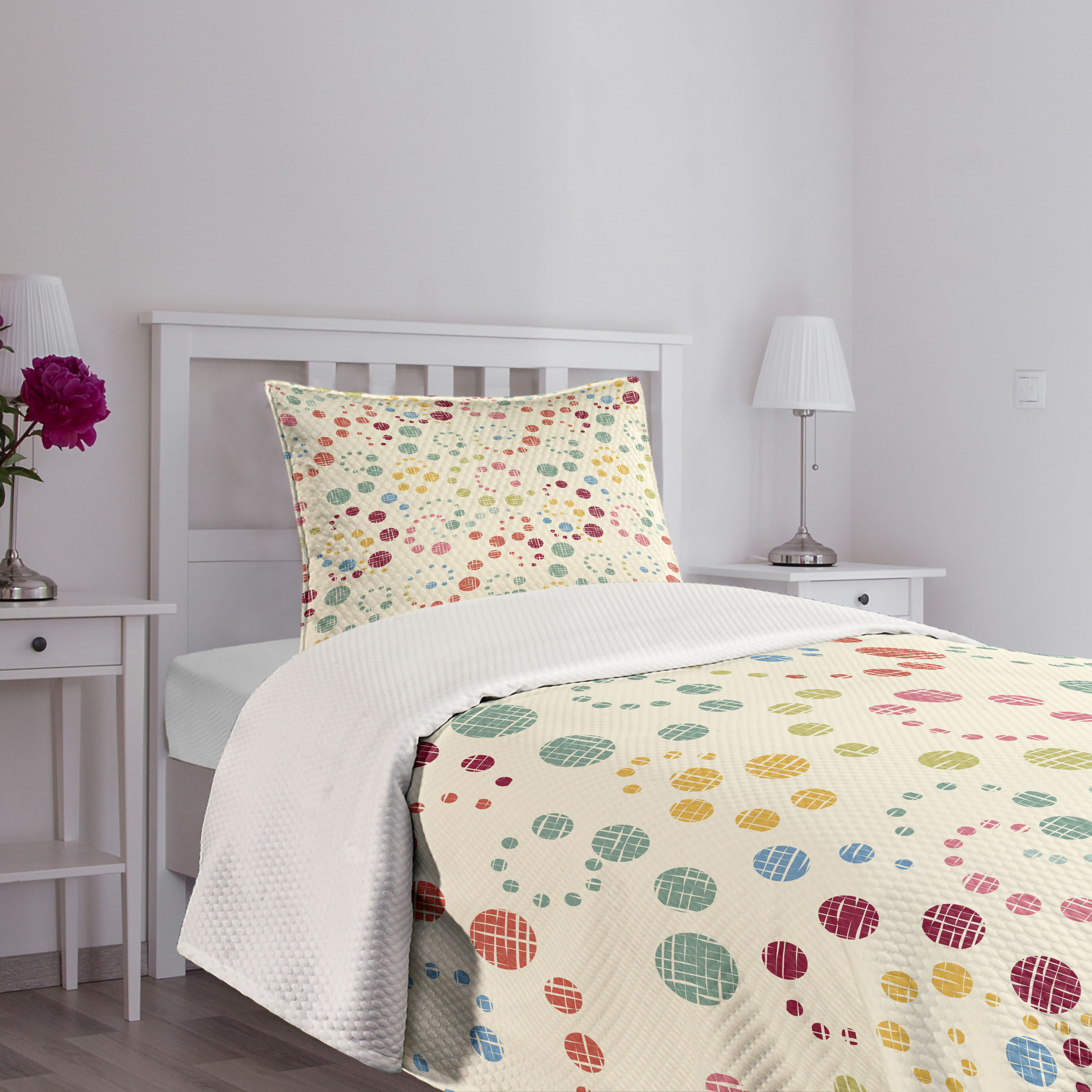 Ambesonne Polka Dots Bedspread Set Retro Colorful Art Multicolor | Wayfair