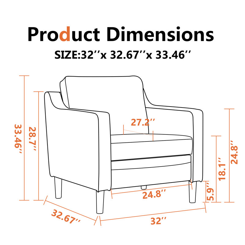 George Oliver Jannae 32 Inch Vegan Leather Upholstered Square Arm ...