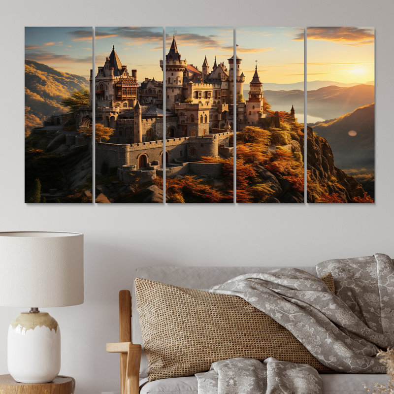 Design Art Castles Golden Glow Warm - Architecture Metal Wall Decor Set ...