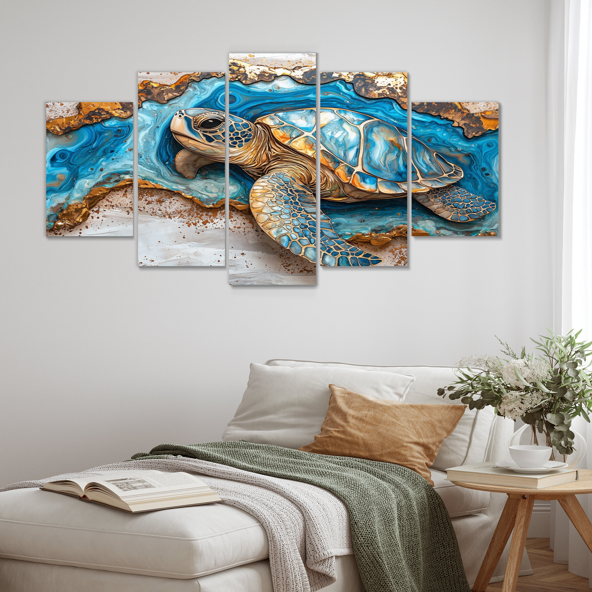 Bay Isle Home™ Turtle On Beach Landscape Collage - Turtle Animal Wall ...
