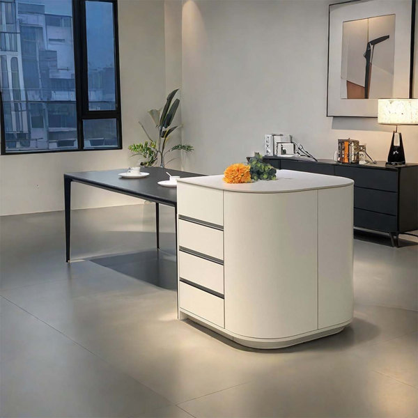 Hart Enjoy life White Circular rock slab island, table side island ...