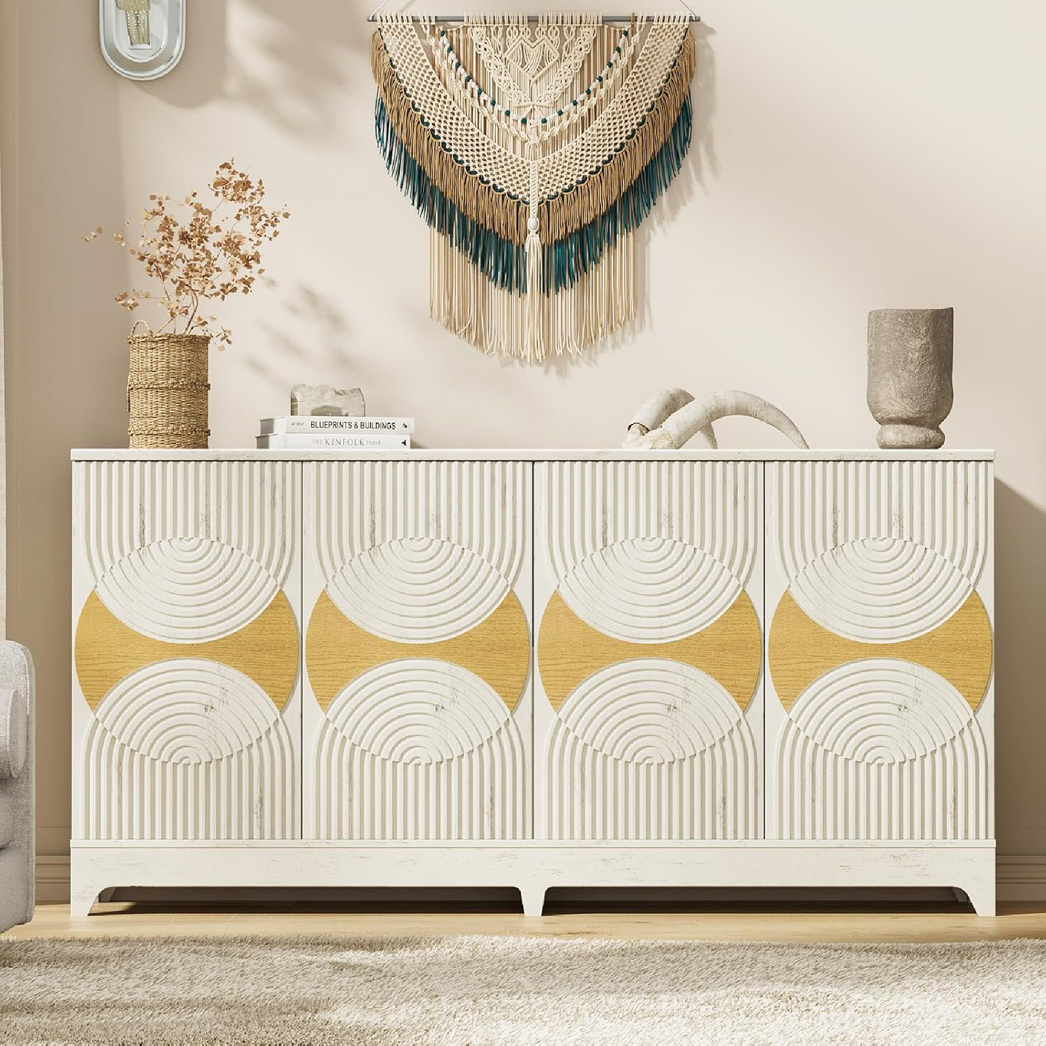 Ivy Bronx Modern Groove Cutlery Cabinet | Wayfair