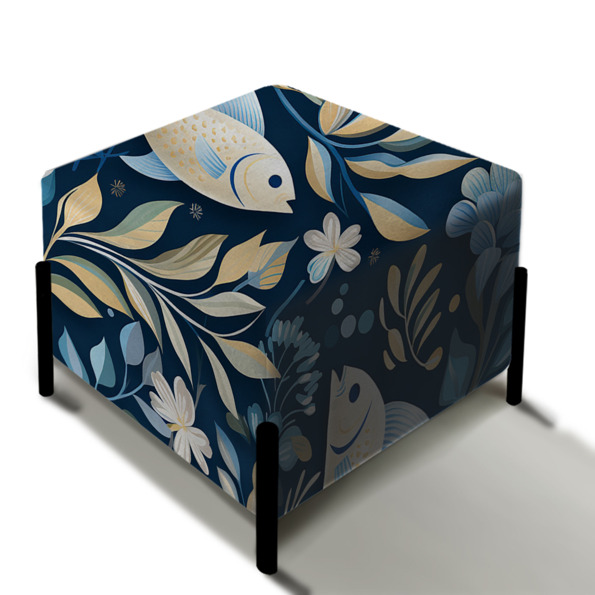 Design Art Coastal Tranquility Seaside Fish Pattern - Coastal Square ...