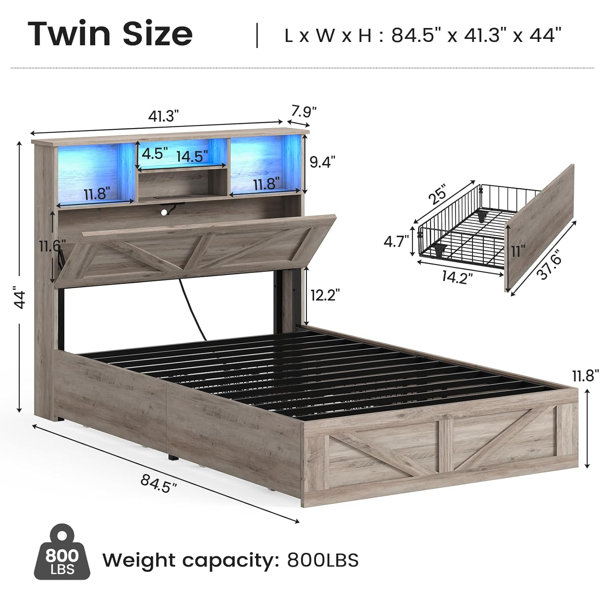 Wrought Studio Twin Wood Plaform Bed with Storage - Wayfair Canada