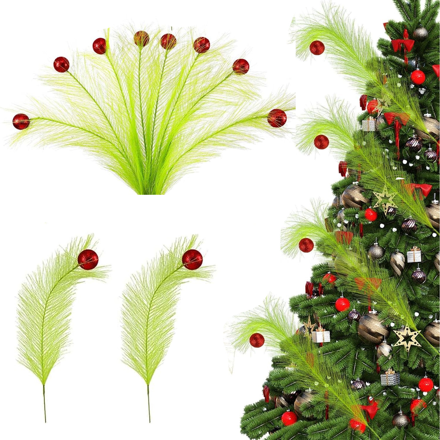Latitude Run® 10 Pcs Christmas Tree Topper 17'' Lime Green Curly Tree ...