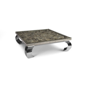 Phillips Collection Shell Coffee Table, Glass Top, Ming Stainless Steel ...