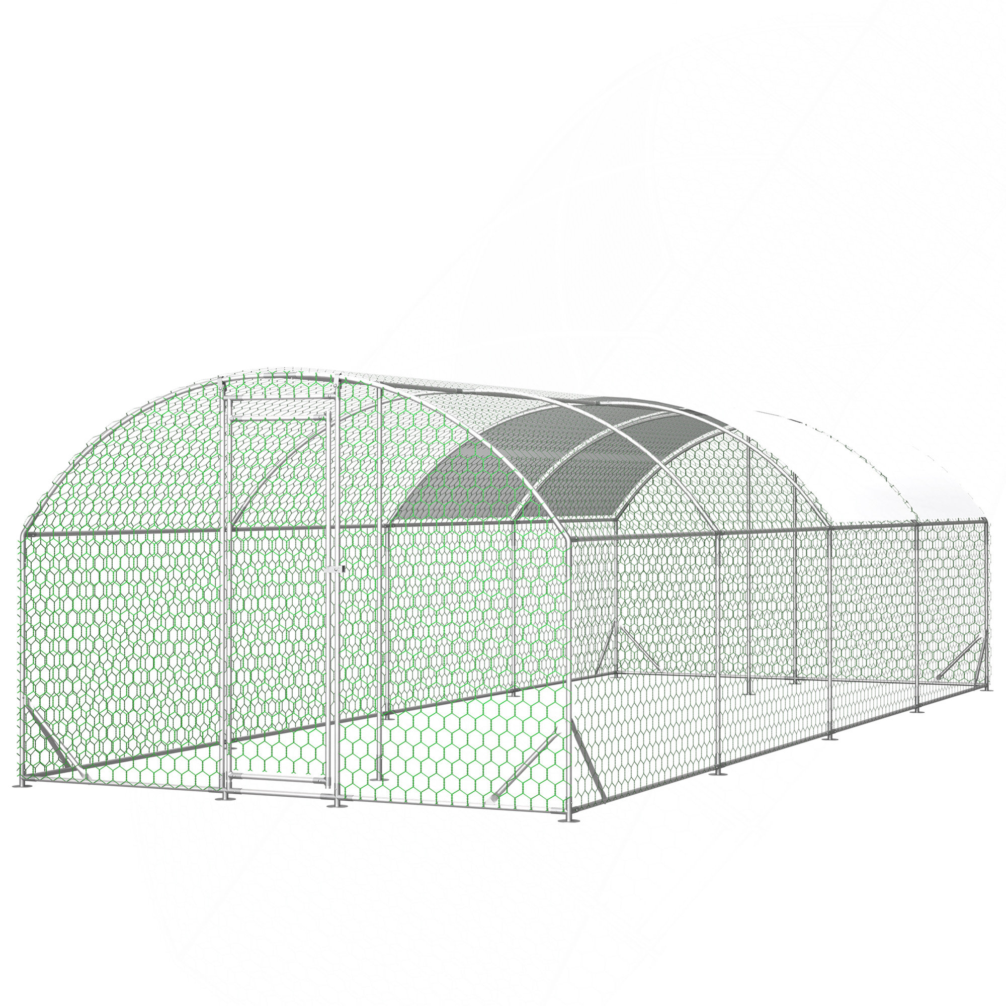 Tingkunke 9'x6' Metal Chicken Coop,Walk-In Poultry Cage,Chicken Run ...