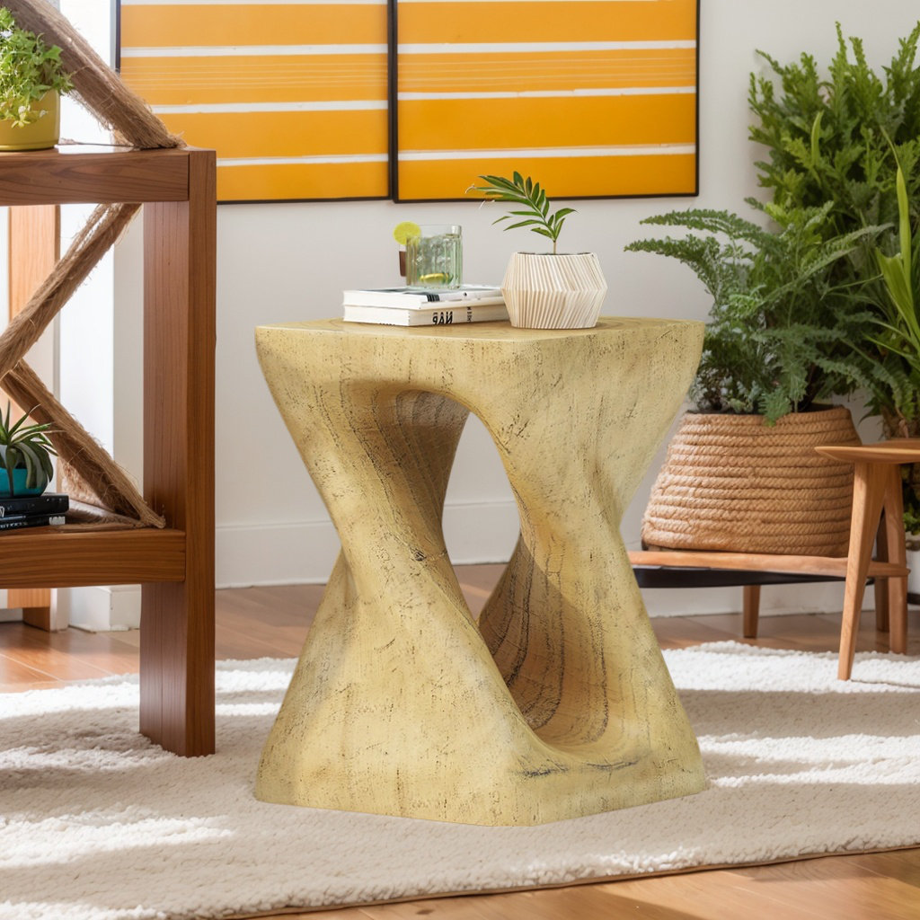 Millwood Pines Esdert MGO Twist Shape Side Table & Reviews | Wayfair