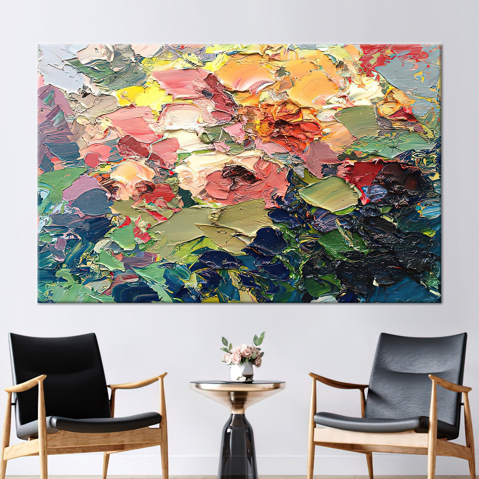 kayra export Modern Abstract Flower Wall Art Canvas - Vibrant Acrylic ...