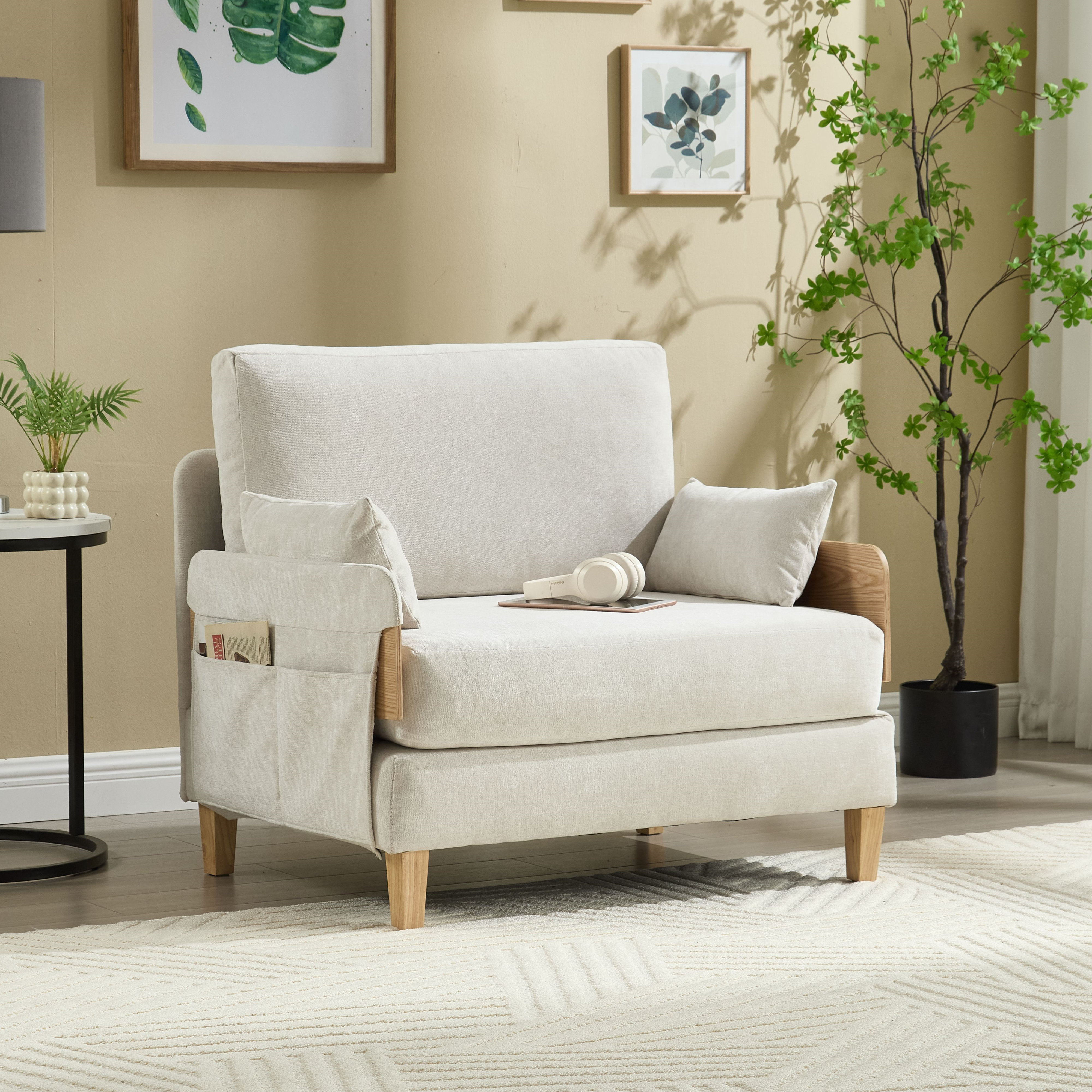 Latitude Run® Chenille Upholstered Convertible Chair & Reviews ...