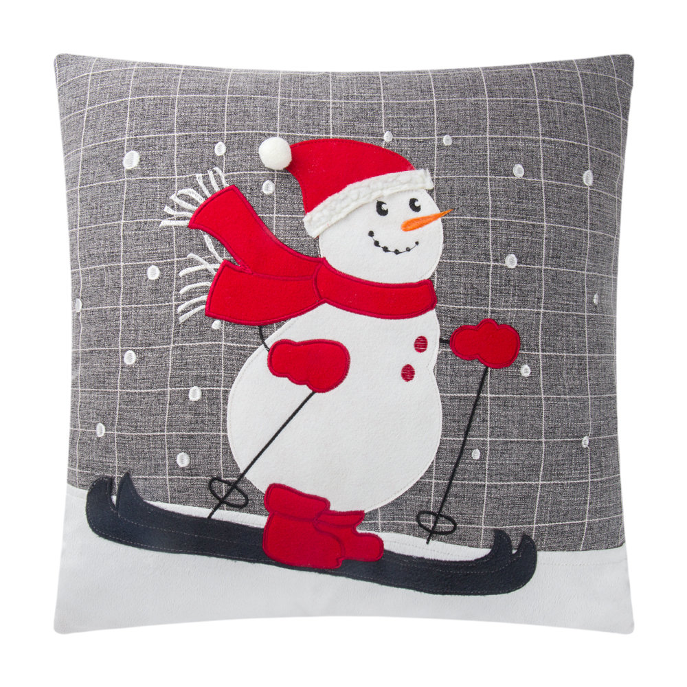 JWH Christmas Snowman Throw Pillow Cover Winter Holiday Gray 18 x 18 ...