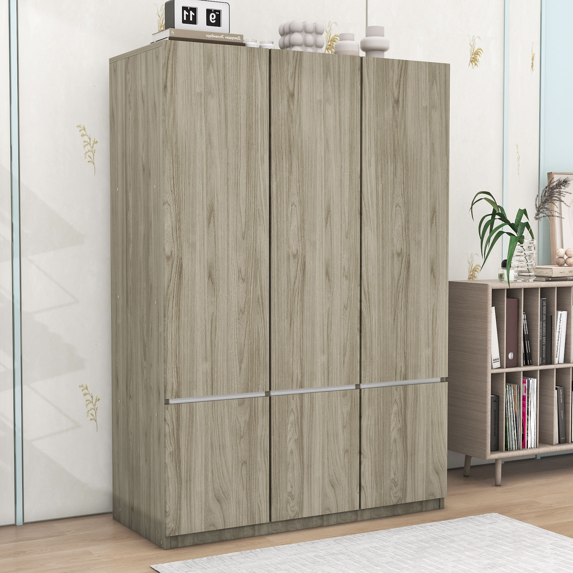 Latitude Run® Lucson 6-Door Wood Freestanding Wardrobe with Multi ...