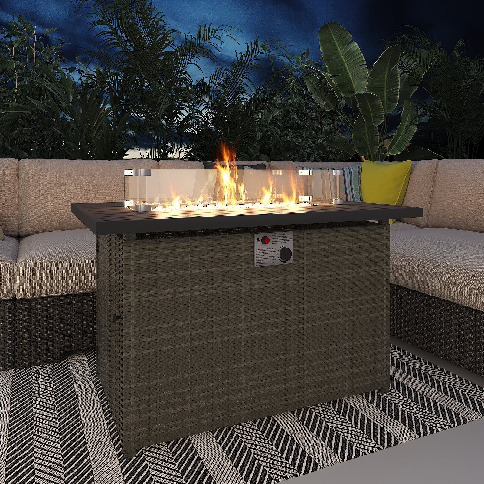 hodoyodo Propane Fire Table, 42" Outdoor Gas Fire Pit, 50,000 Btu Steel ...