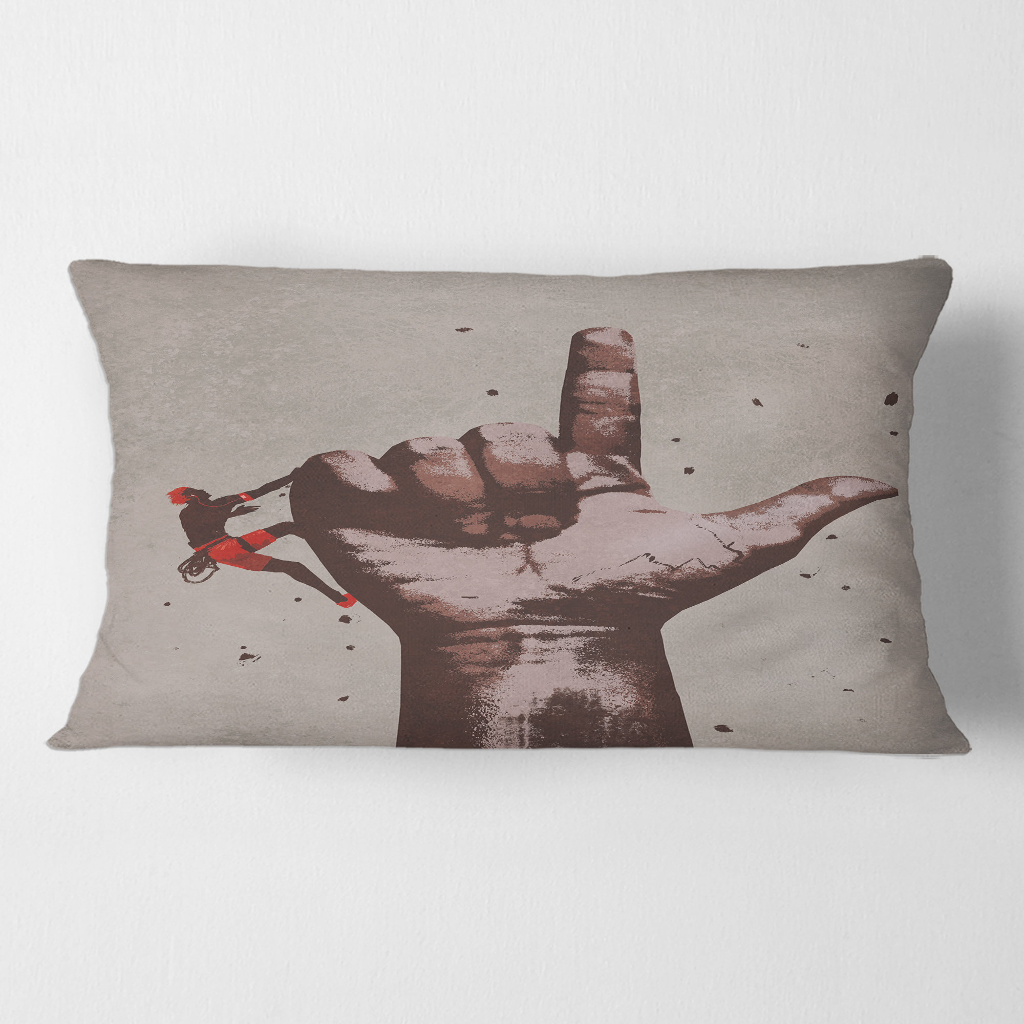 Design Art Finger Pointing up Sign with Climber Rectangular Pillow ...