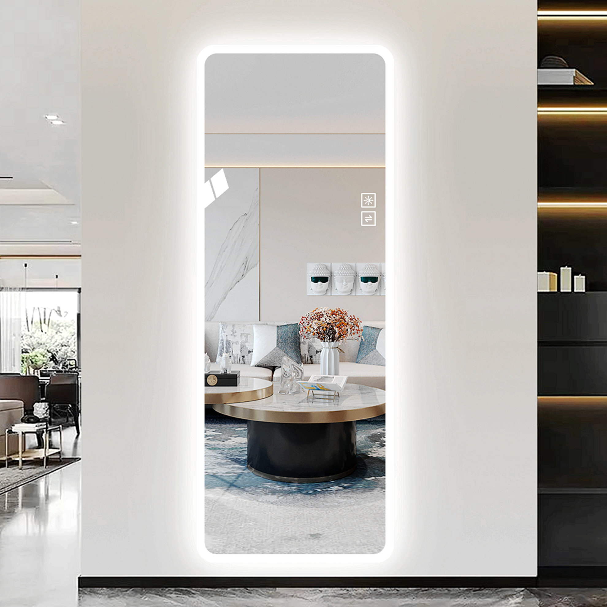 Brayden Studio® Full Length Mirror Lighted Vanity Body Mirror LED ...