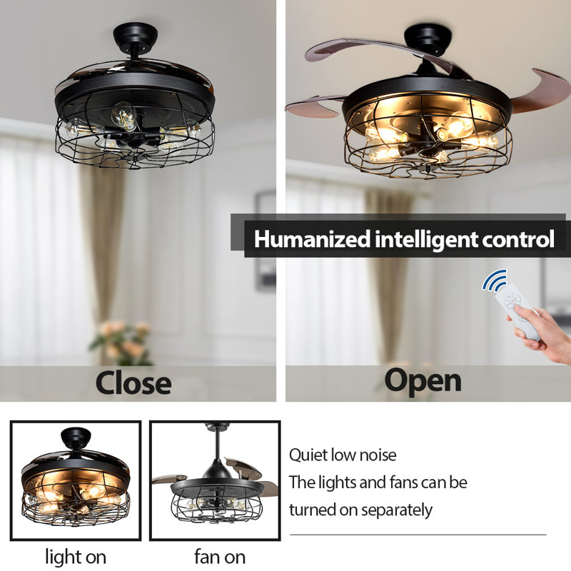 Williston Forge Howey 42" 3-blade Retractable Ceiling Fan With Lights ...