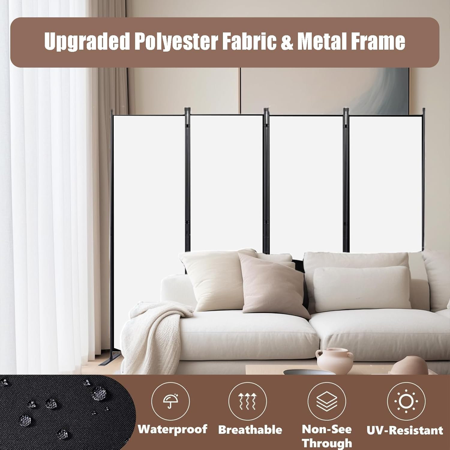 Hokku Designs Room Dividers Folding Privacy Screens 4 Panel Partition ...