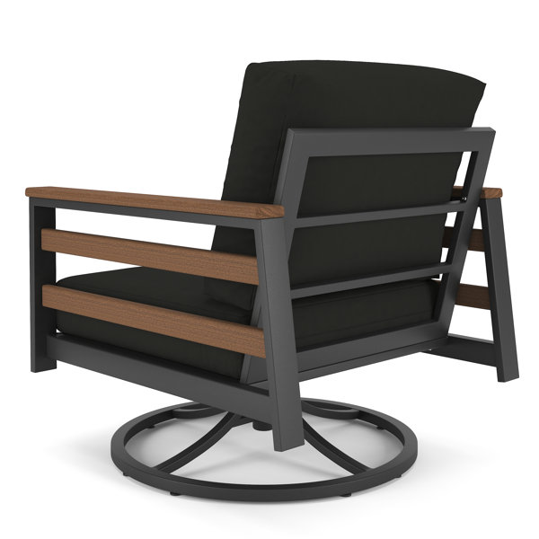 Birch Lane™ Townsend Metal Outdoor Swivel Rocking Chair with Sunbrella ...