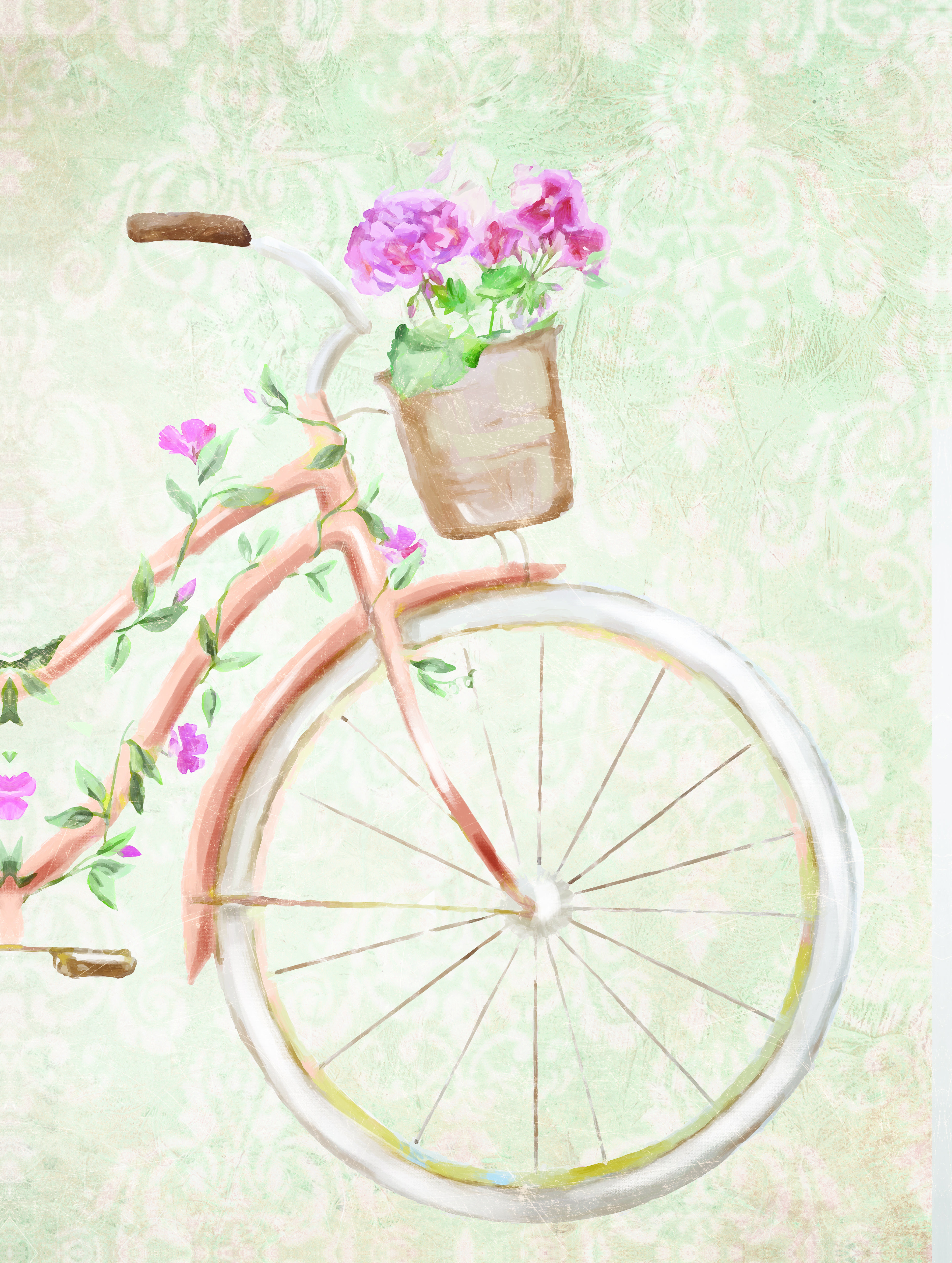 Laurel Foundry Modern Farmhouse® Pastel Bike With Flowers Print On ...