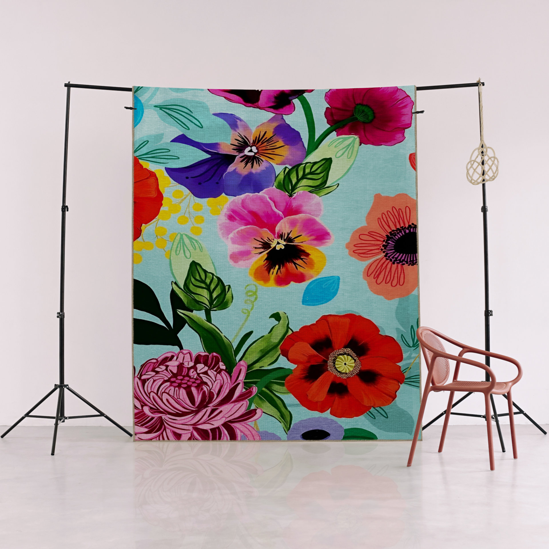 Hokku Designs Blue Themed Multi-Colored Rose and Flower Patterned ...