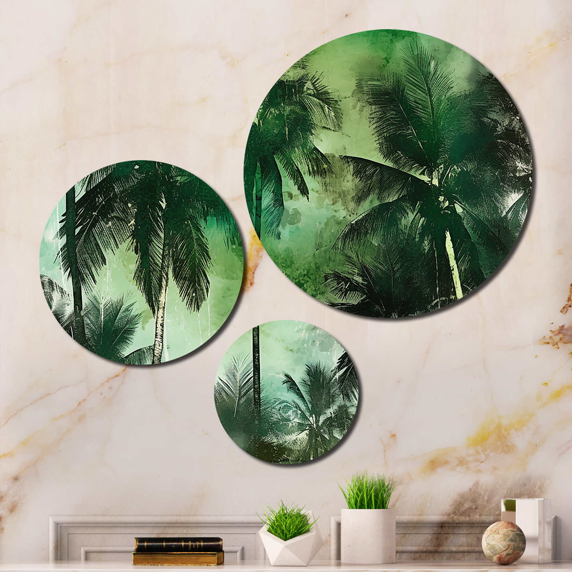 Design Art 3 Monochrome Palm Tree Paradise I Wall Decor Set Metal | Wayfair