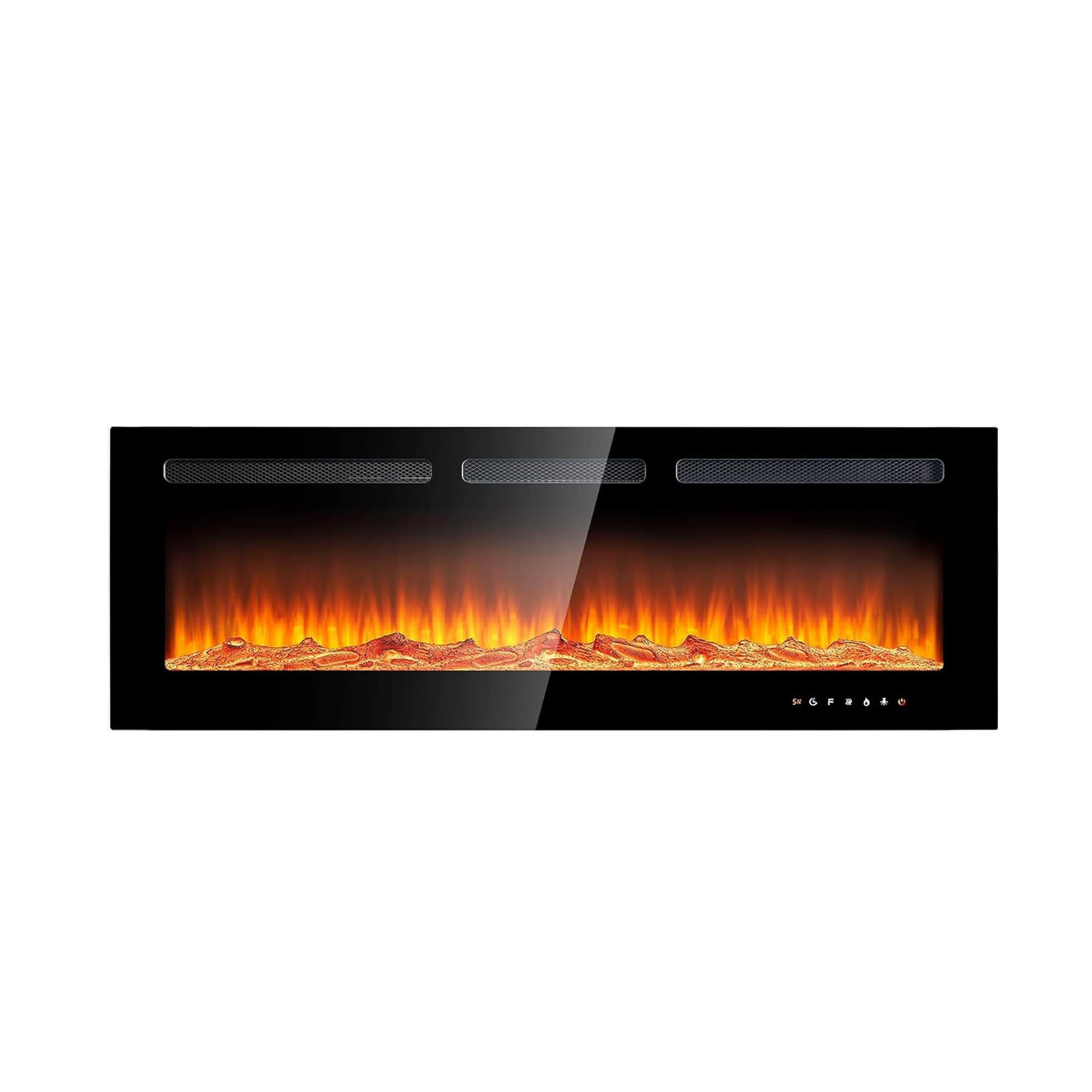 Symple Stuff Electric Fireplace, 50 inch Wide Recessed/Wall Mounted ...