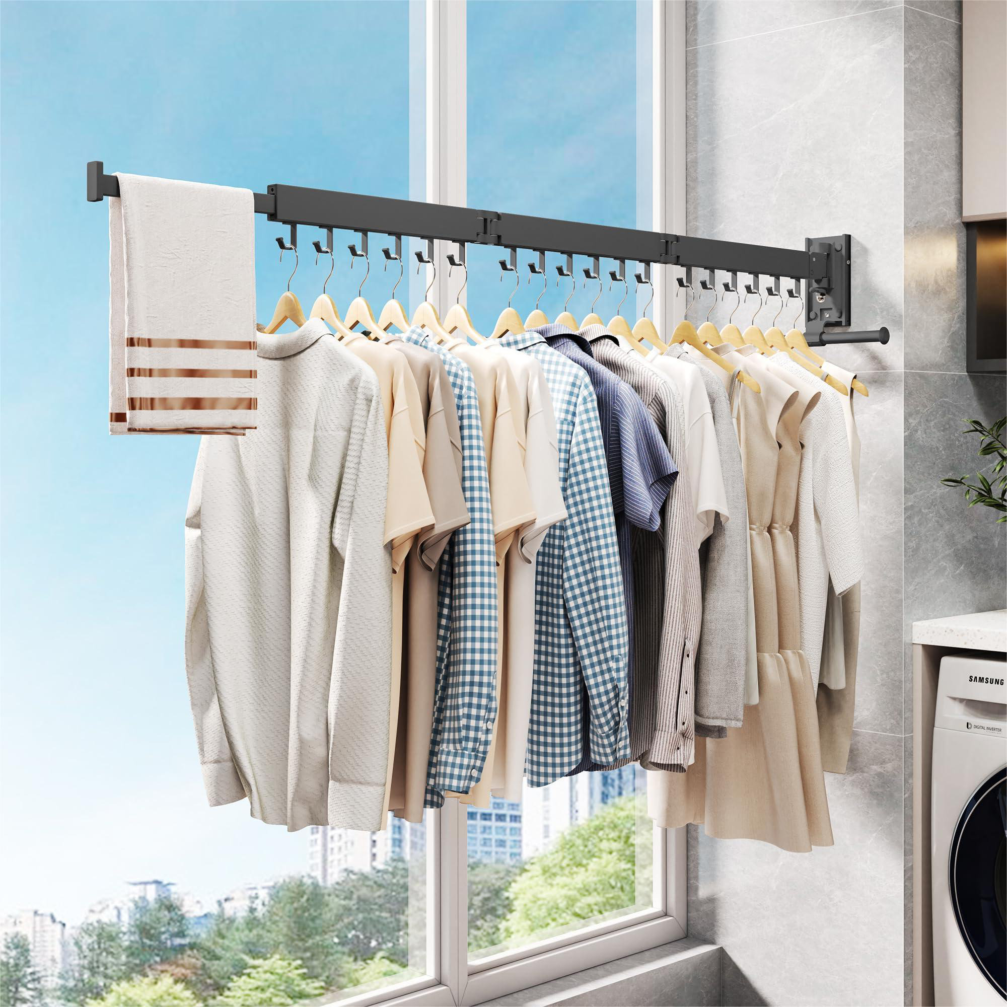 Rebrilliant Aluminum Foldable Wall-Mounted Drying Rack | Wayfair
