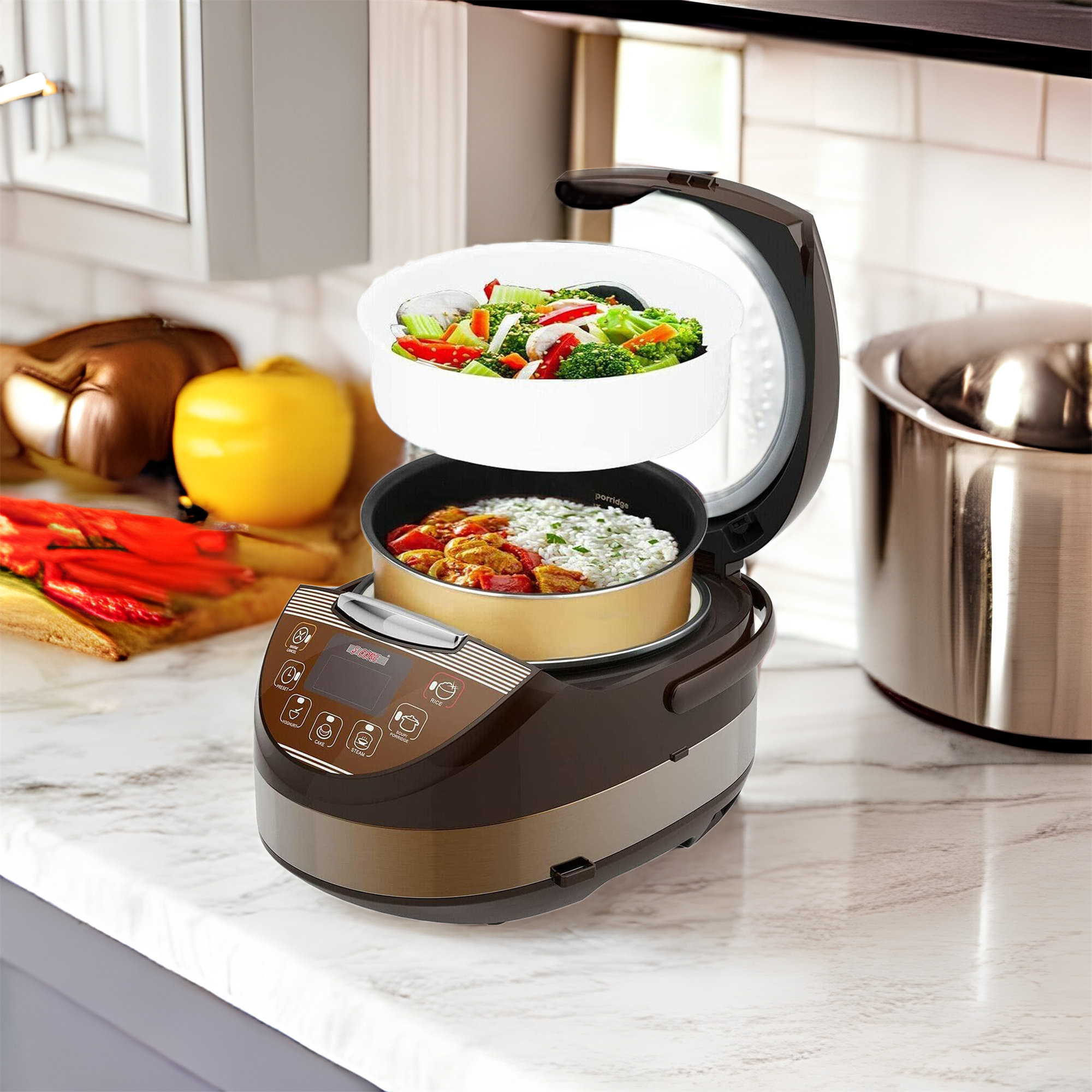 MONSFEST Rice Cooker Small Rice Maker Steamer Pot Electric Steamer ...