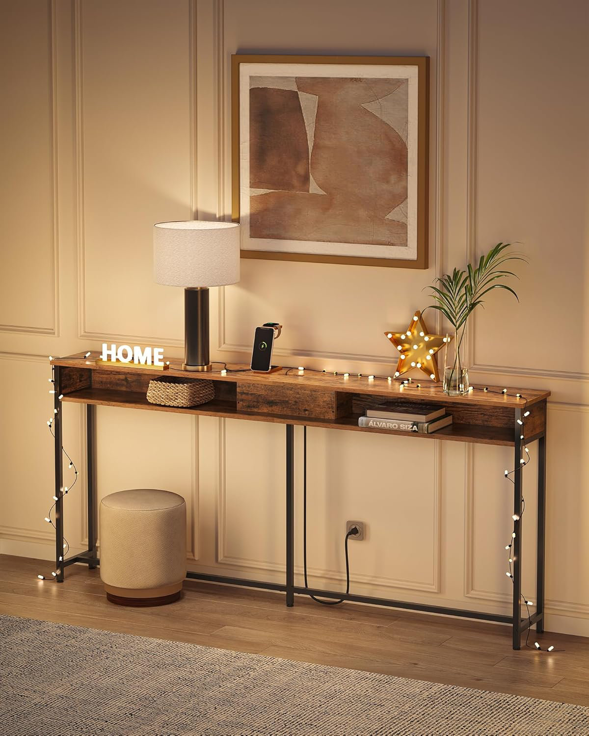 Latitude Run® 70.9-Inch Console Table With Outlet And Shelves, Sofa ...