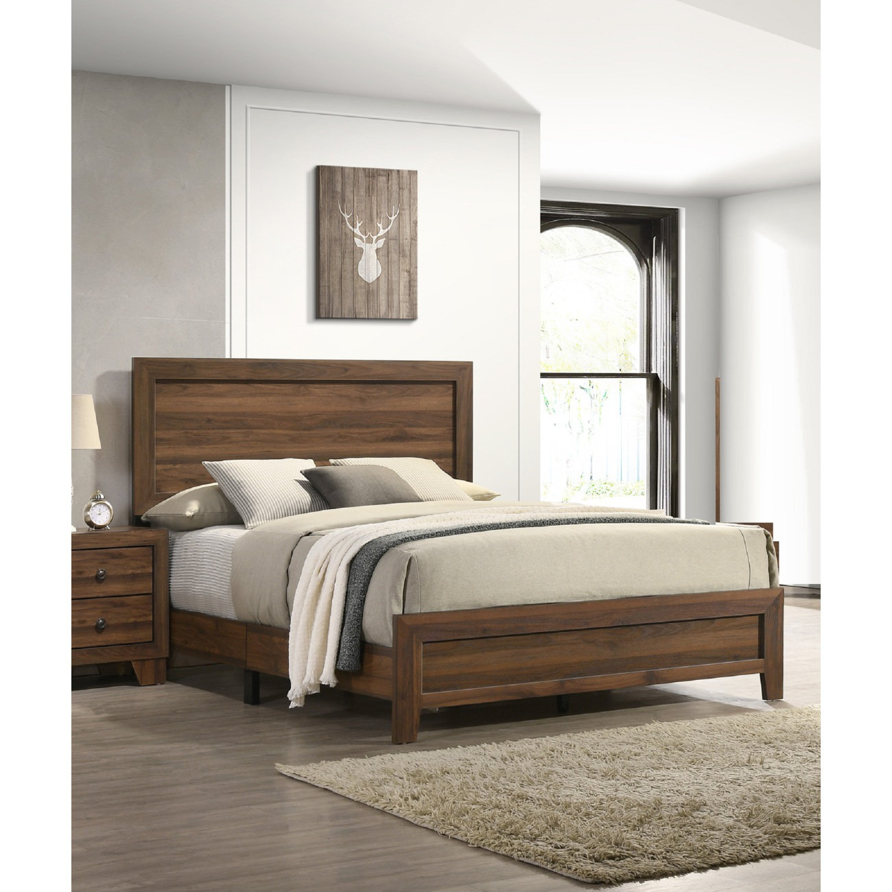 Lark Manor™ Fabric 1pc Panel Bed Frame With Headboard Bedroom Furniture ...