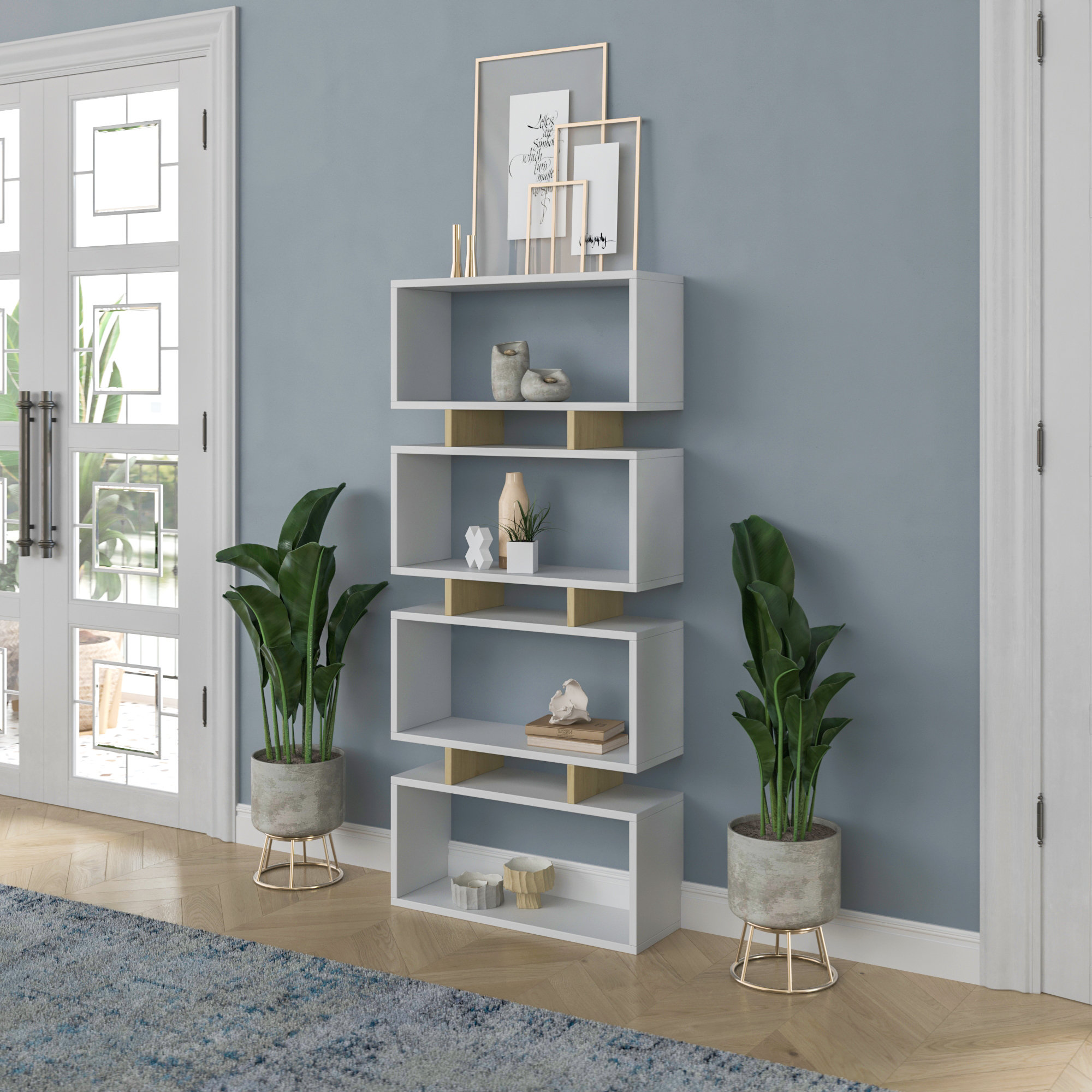 Wade Logan Barzykin 63.4" H x 28.35" W Geometric Bookcase & Reviews ...