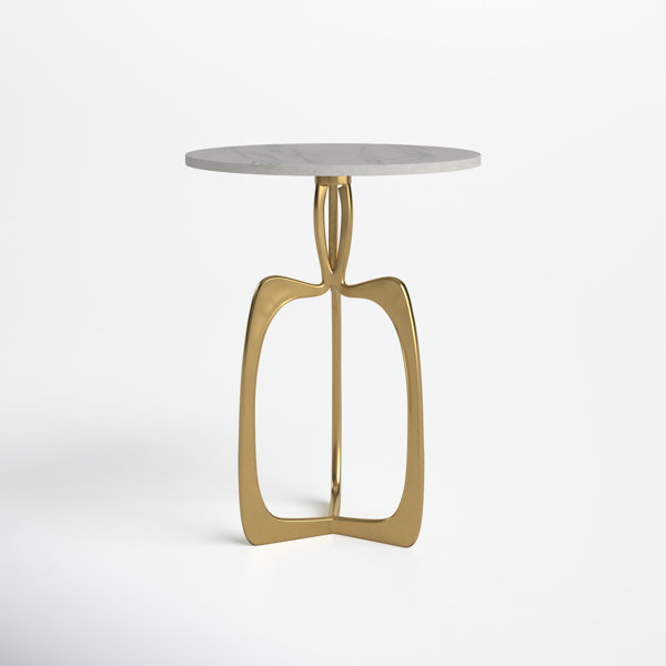 Joss & Main Modern Glam Gold and Marble Round Accent Side Table - 18" x ...