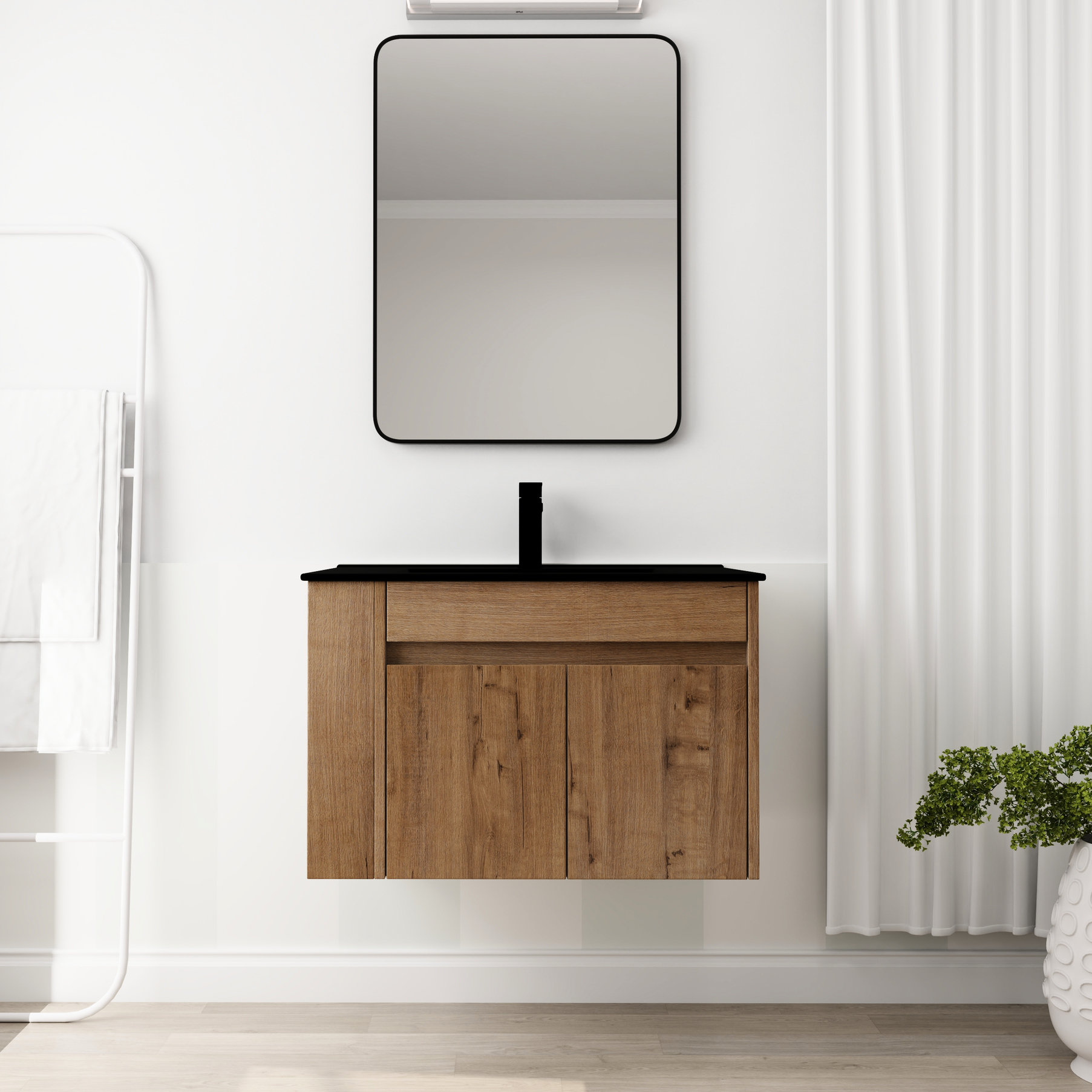 Hokku Designs 30 Inch Bathroom Vanity With Black Ceramic Basin And ...
