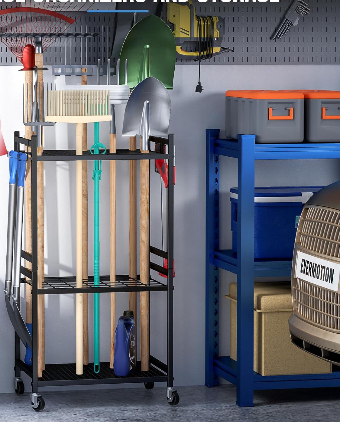 WFX Utility™ Garden Tool Organizer With Wheels, Up To 35 Long-Handled ...