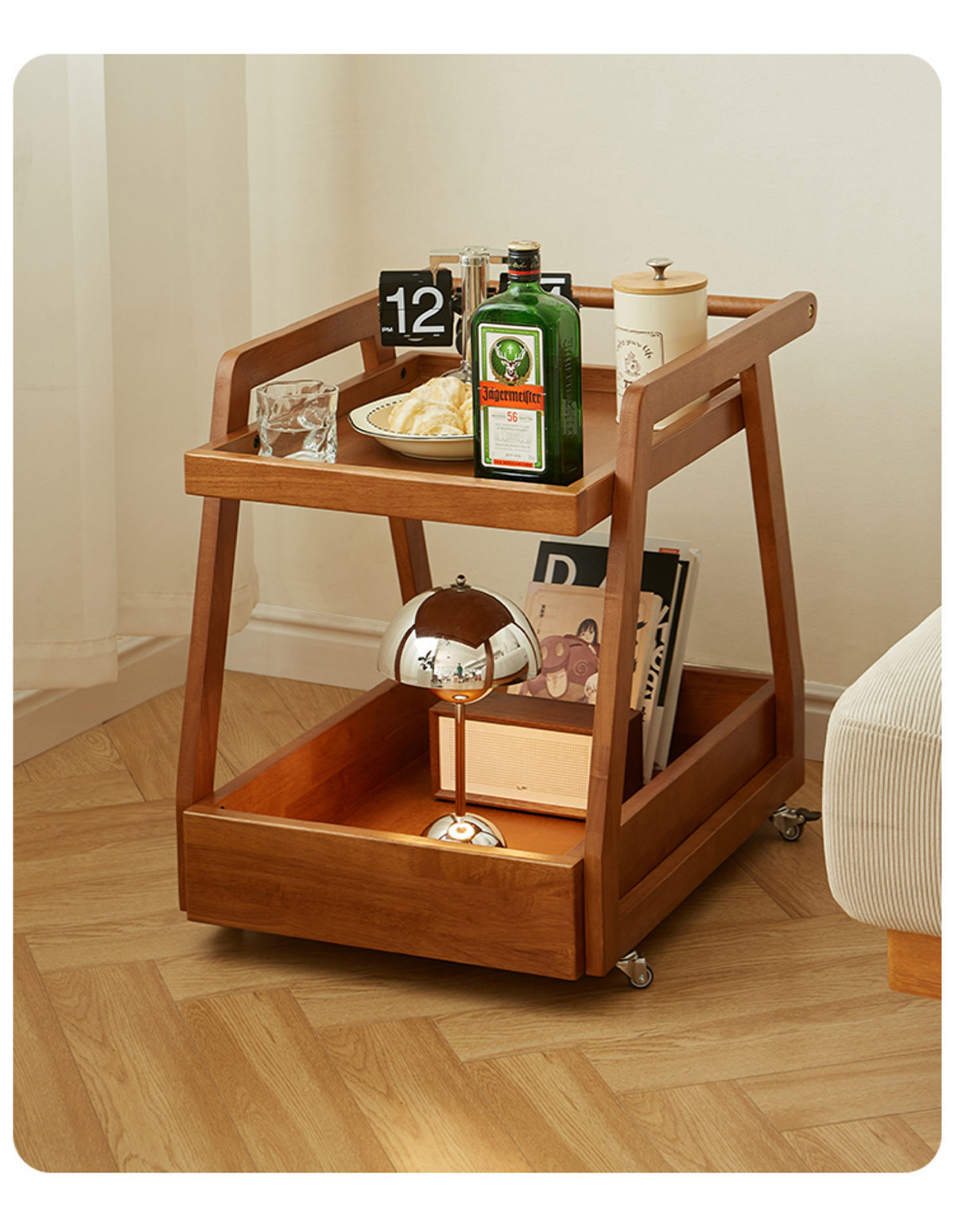 Corrigan Studio® 23.23" Walnut Standard Solid Wood Bar Carts | Wayfair