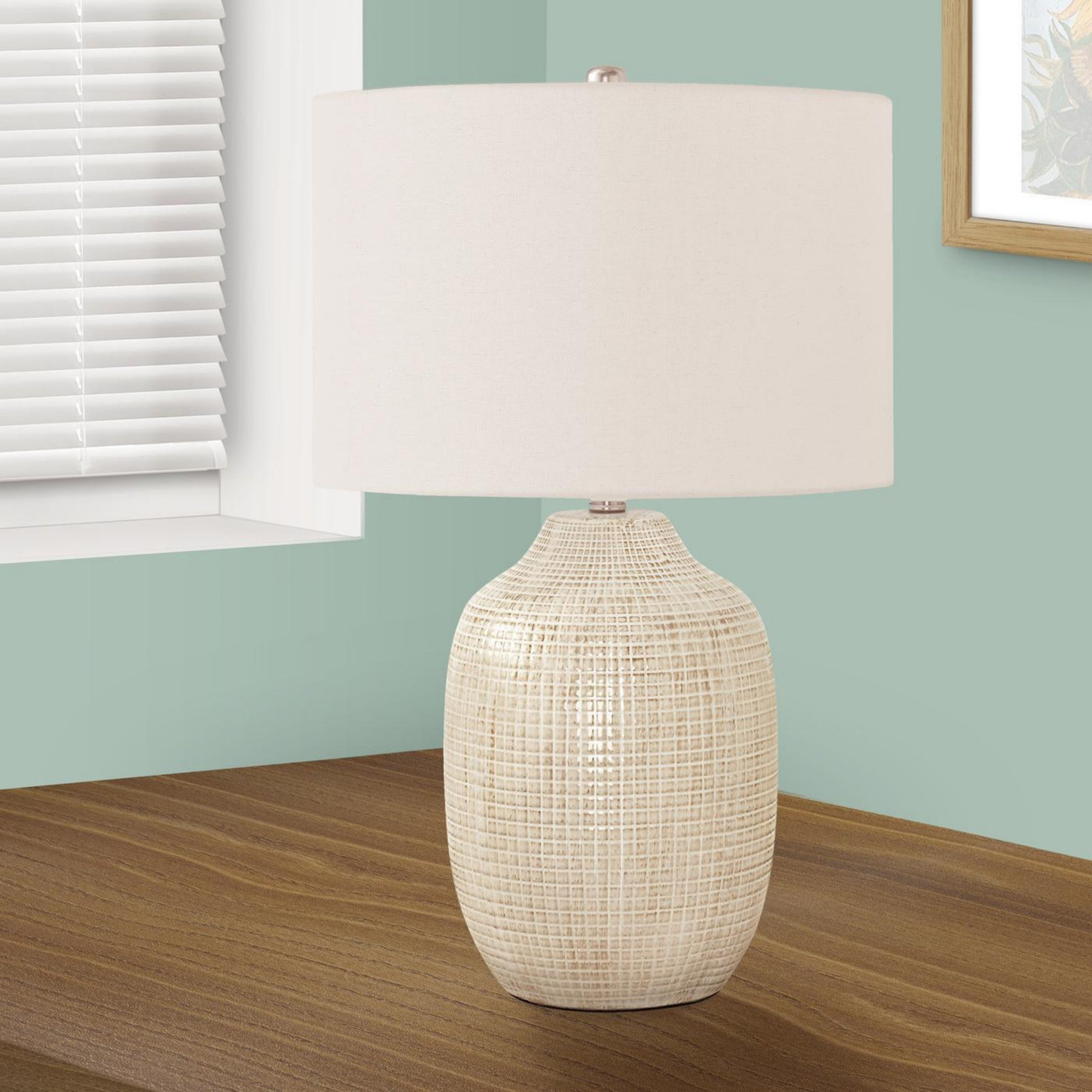 Everly Quinn Lighting, 26"h, Table Lamp, Ceramic, Ivory / Cream Shade ...