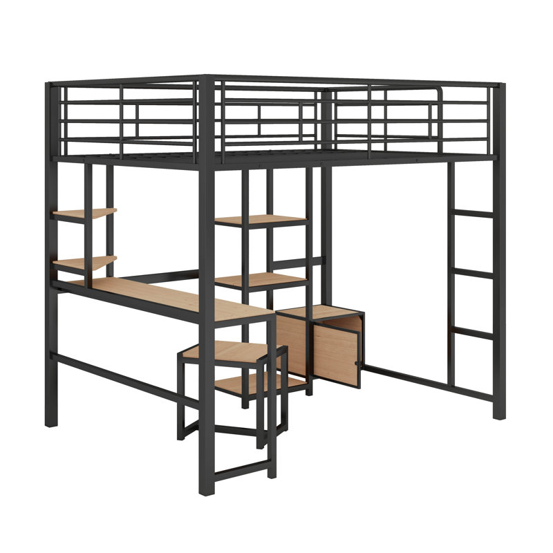 Mason & Marbles A Full-Sized Metal Loft Bed, Highlighting An Open ...