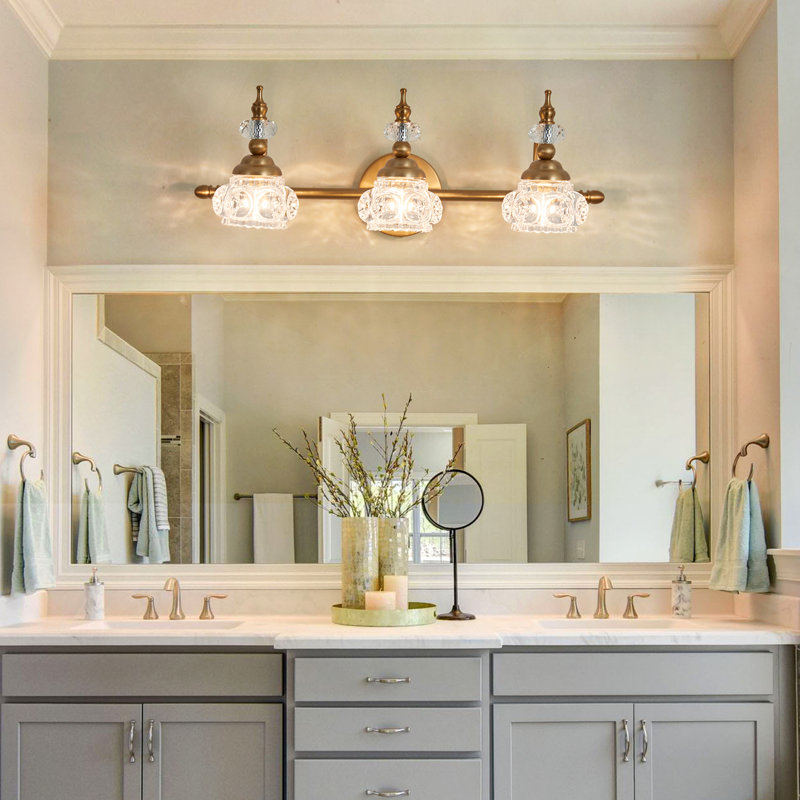 Rosdorf Park 3-Light 22.24" Antique Brass Vintage Bathroom Vanity Light ...
