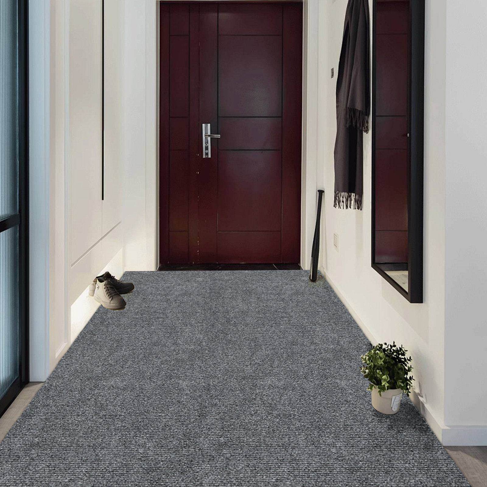 Lomana Gray Striped Carpet Indoor/Outdoor Floor Mat Anti-Slip Floor Mat ...