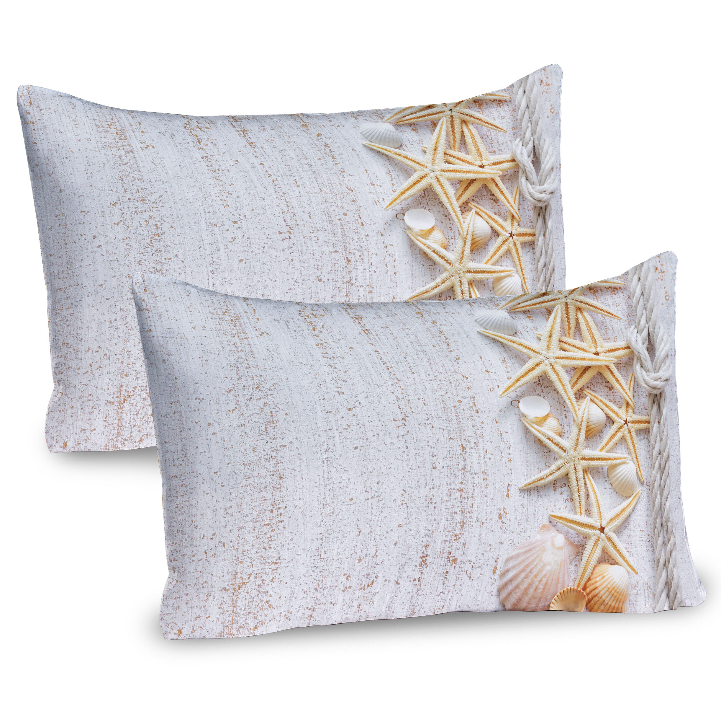 Ambesonne Ocean Pillow Sham 2 Pack Seashells and Starfish Ivory | Wayfair