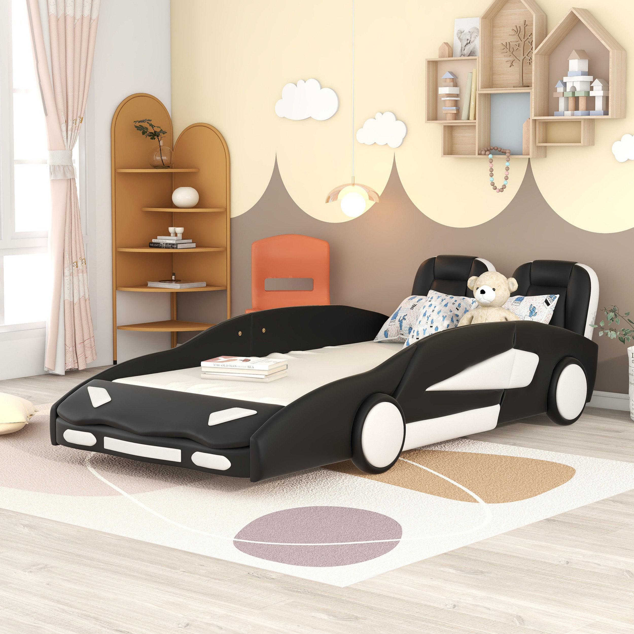 Zoomie Kids Racing car shaped mobile bed for kids room | Wayfair